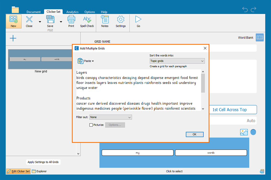 Clicker for Windows/Mac - Create and edit a Word Bank | Crick Software