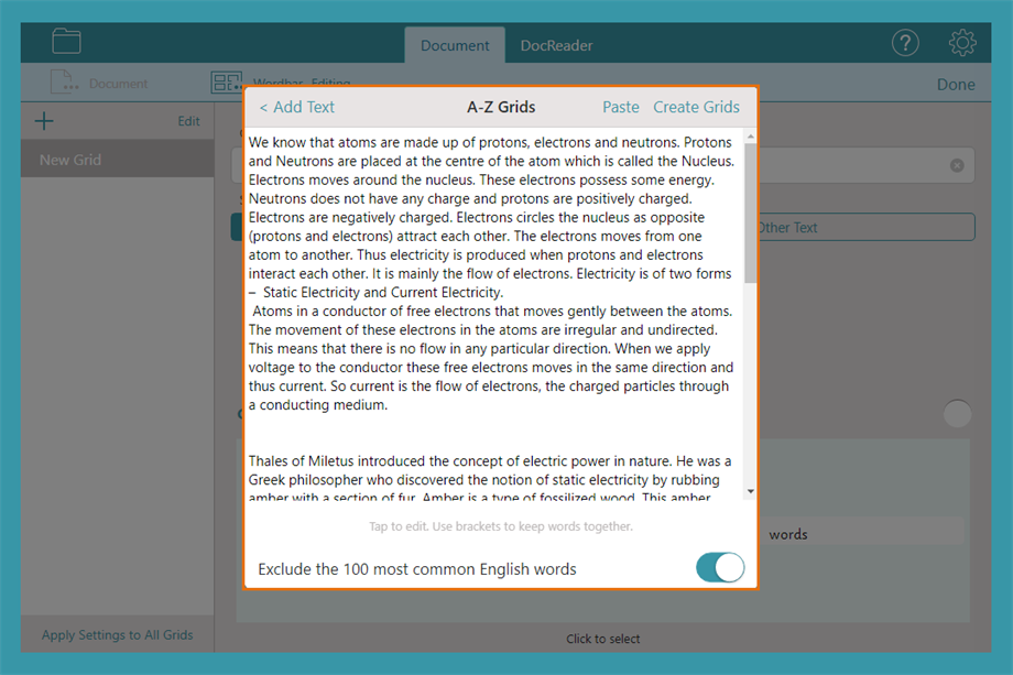 DocsPlus App - Create and edit a Wordbar | Crick Software